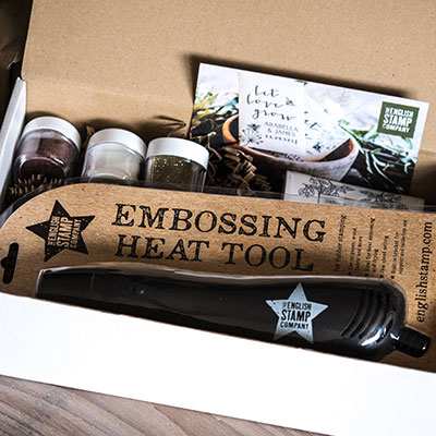 Embossing Kit with heat tool and embossing powders.